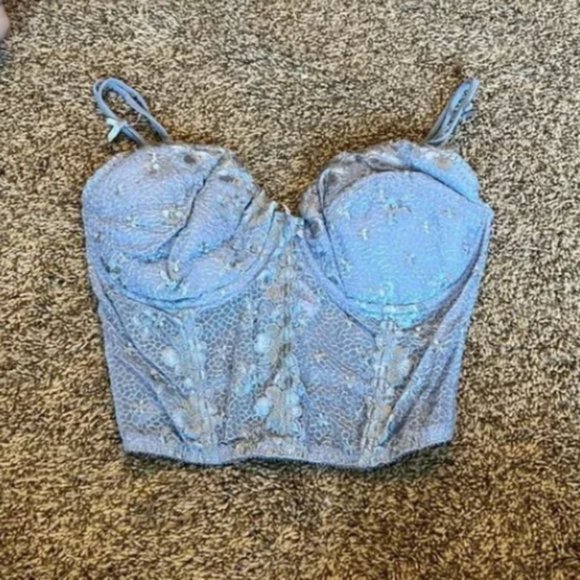 Vintage | Intimates & Sleepwear | Y2k Vintage Blue Lacy Bustier Bra Top ...